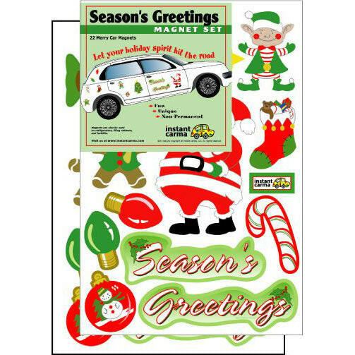 Christmas Bumper Sticker Magnet - Seasons Greetings Car Magnet Set ...