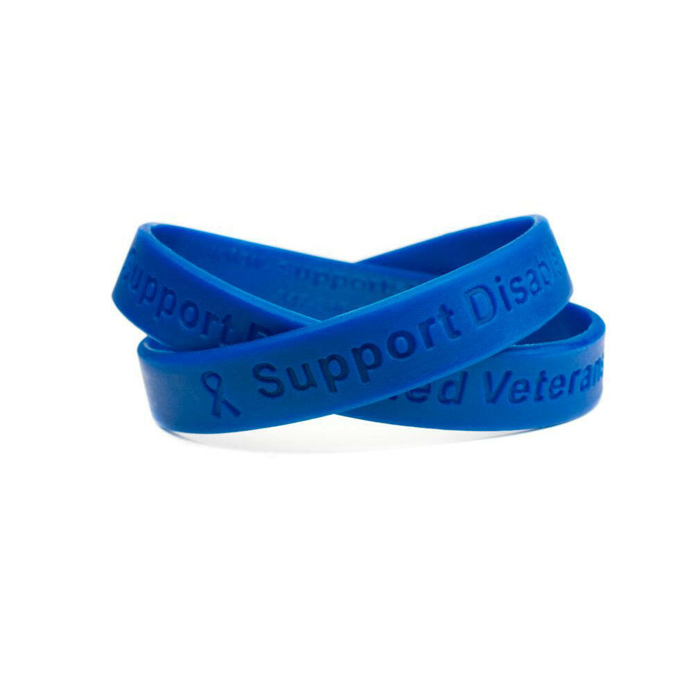 Support Disabled Veterans Blue Rubber Wristband - Adult 8" – Support Store