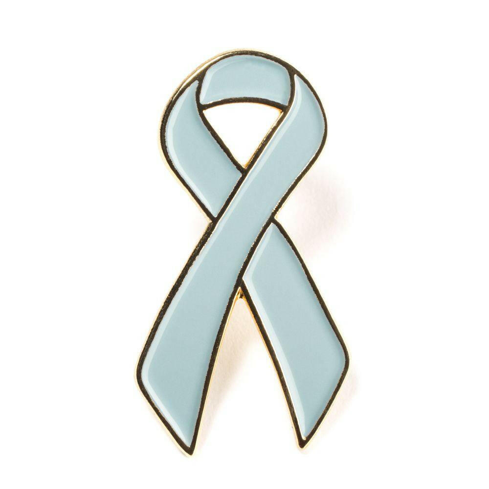Brass Trimmed Enamel Light Blue Awareness Ribbon Lapel Pin – Support Store