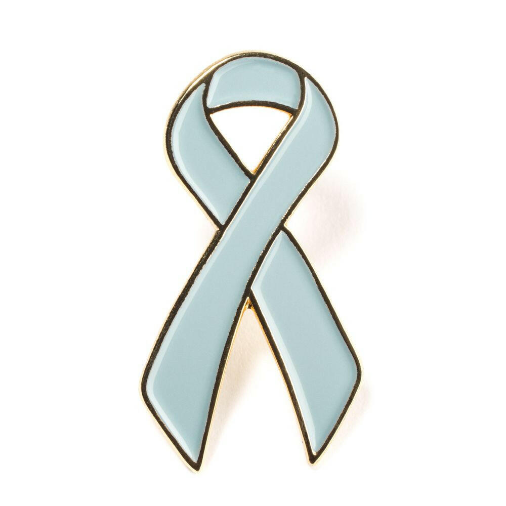Brass Trimmed Enamel Light Blue Awareness Ribbon Lapel Pin – Support Store