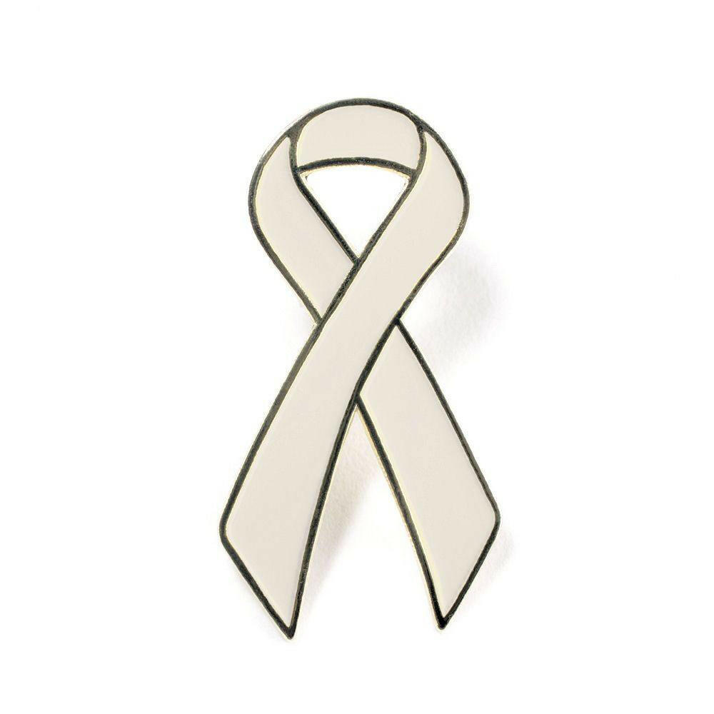 White Pearl Ribbon Lapel Pin - Order Now – Support Store